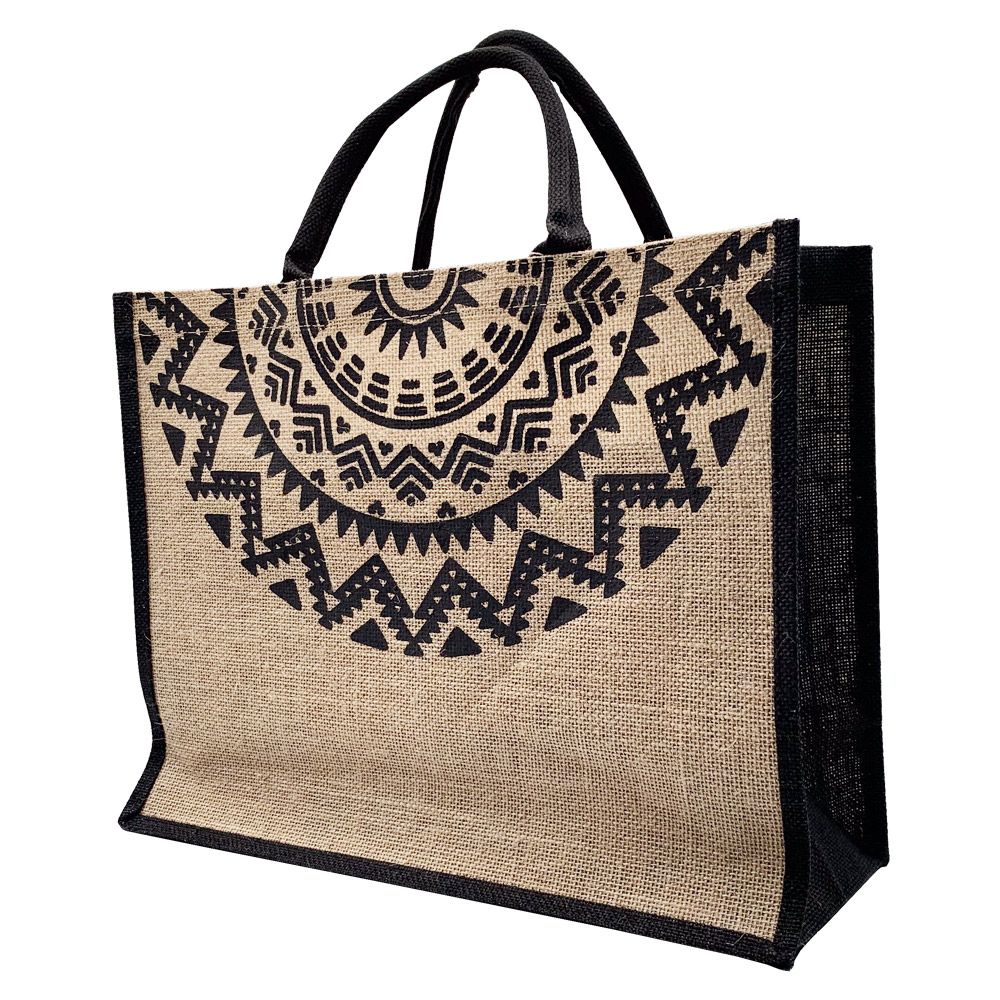 Reusable Shopping Jute Bag With Artwork (Black Sides) - MyJute ...